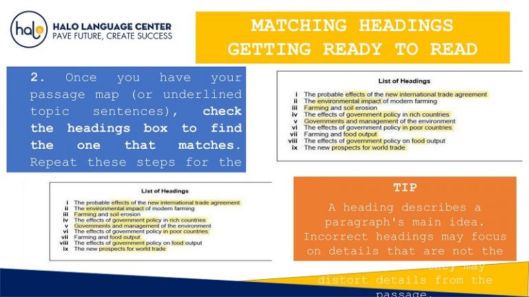 IELTS READING MATCHING HEADINGS