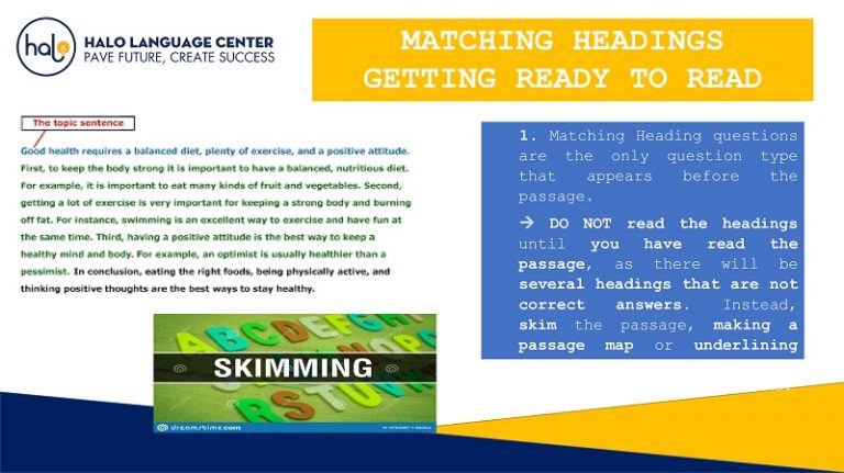 IELTS READING MATCHING HEADINGS