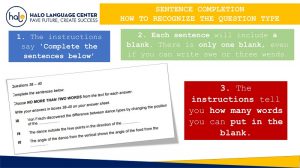 IELTS Reading Sentence Completion Questions